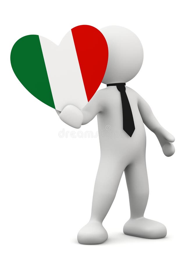 3d Little Man with Heart Shape Sign Italy Stock Illustration ...
