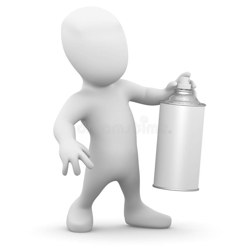White 3d Man With Spray Paint Can Stock Illustration - Illustration of ...