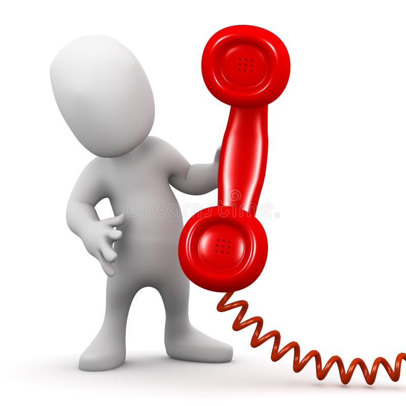 3d Little Man with a Telephone Handset Stock Illustration ...