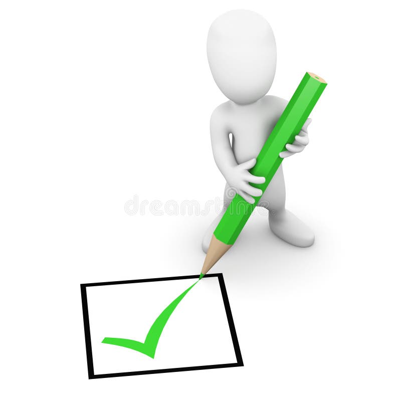 3d Little man ticks a box stock illustration. Illustration of freedom ...