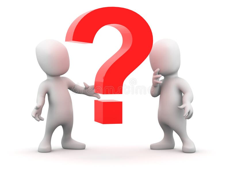 3d Little Men Have a Question Stock Illustration - Illustration of ...