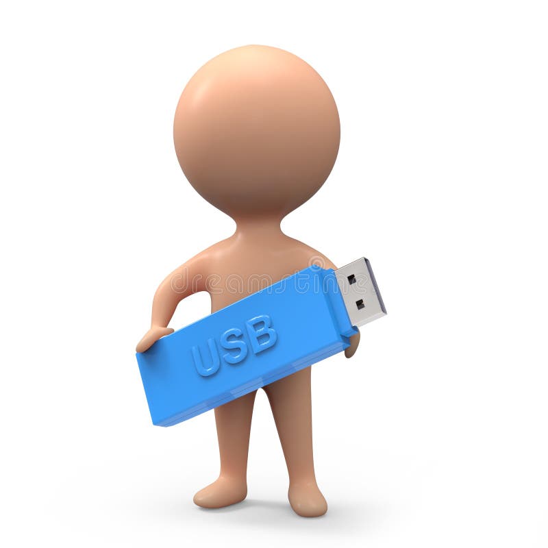 3d Little Person with Memory Stock Illustration - Illustration of drive ...