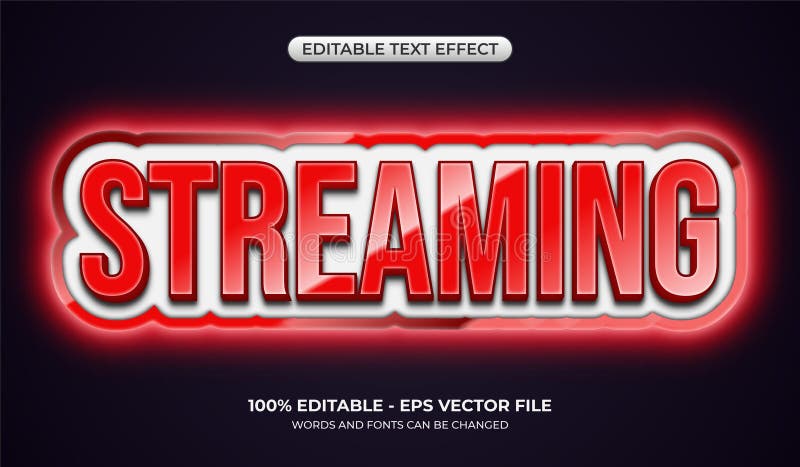 3D Live Streaming Text Effect with a Glow. Editable Glossy Red Text ...
