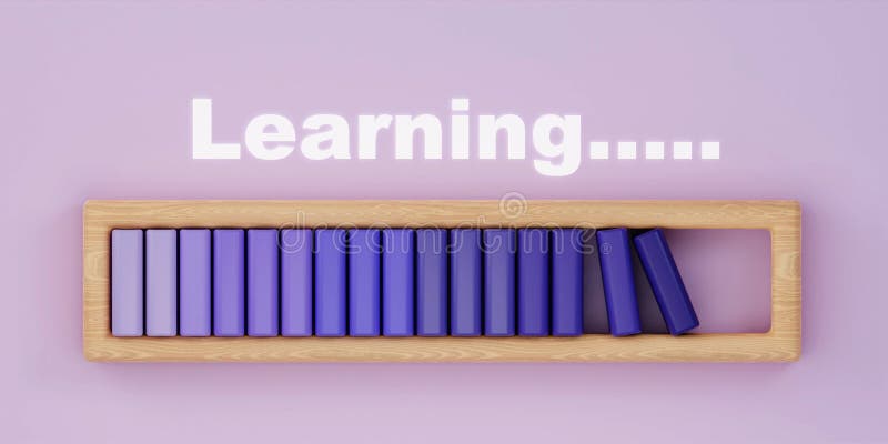 3d Loading Bar with Books on a Shelf with the Word LEARNING. Concept of ...