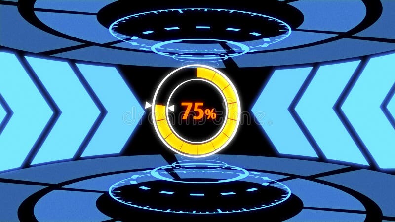 3D Loading Screen HUD in Technology Laboratory with Arrow Path Lights ...