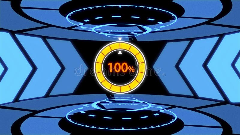 3D Loading Screen HUD in Technology Laboratory with Arrow Path Lights ...