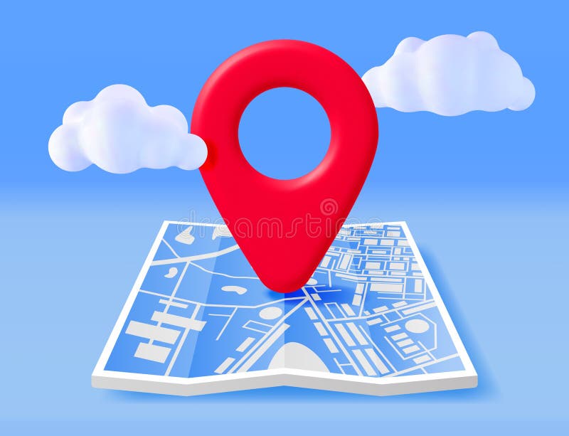 3D Location Folded Paper Map and Pin Stock Vector - Illustration of ... 3D Location Folded Paper Map and Pin Stock Vector - Illustration of ...