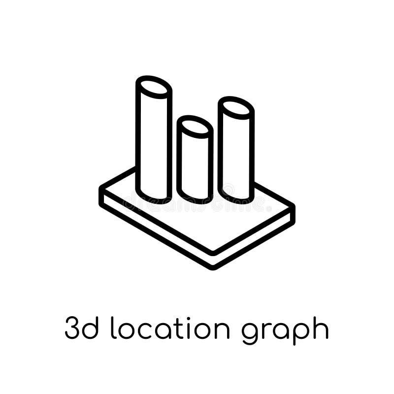 3D Location Graph Icon. Trendy Modern Flat Linear Vector 3D Location ...