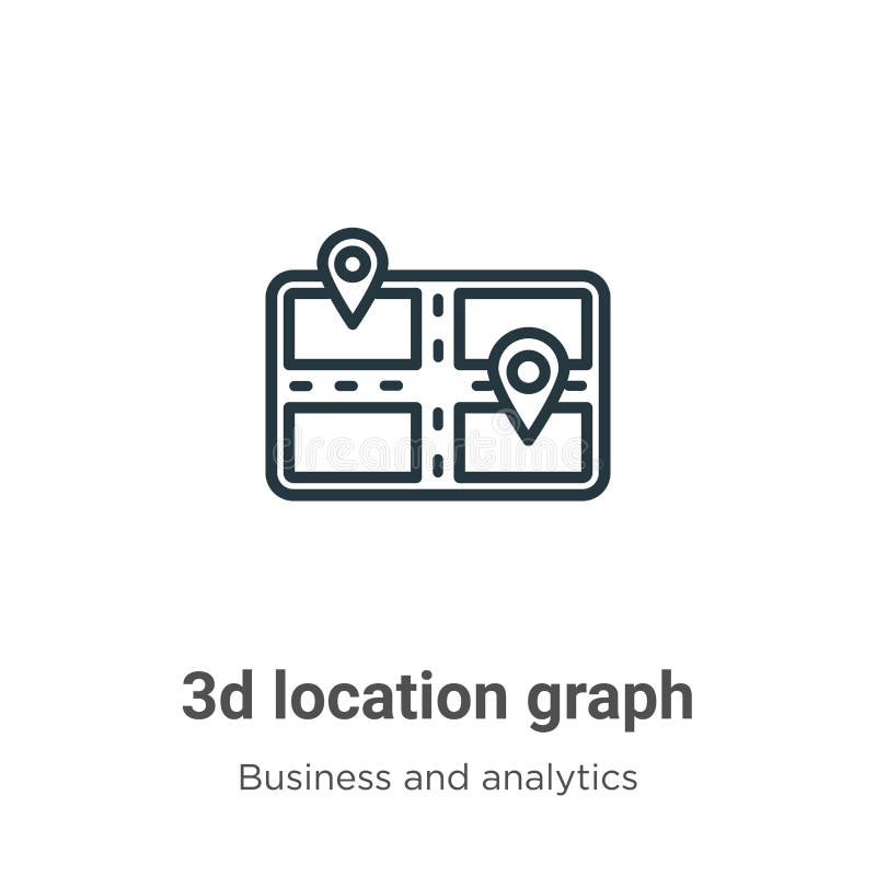 3D Location Graph Linear Icon. Modern Outline 3D Location Graph Stock ...