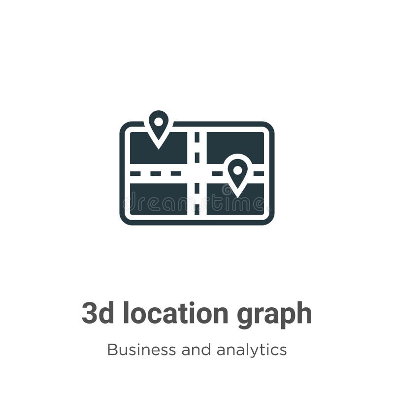 3d Location Graph Vector Icon on White Background. Flat Vector 3d ...