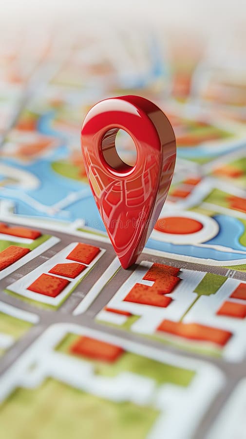 3D Location Pin on Abstract City Map Indicating Positioning and ...