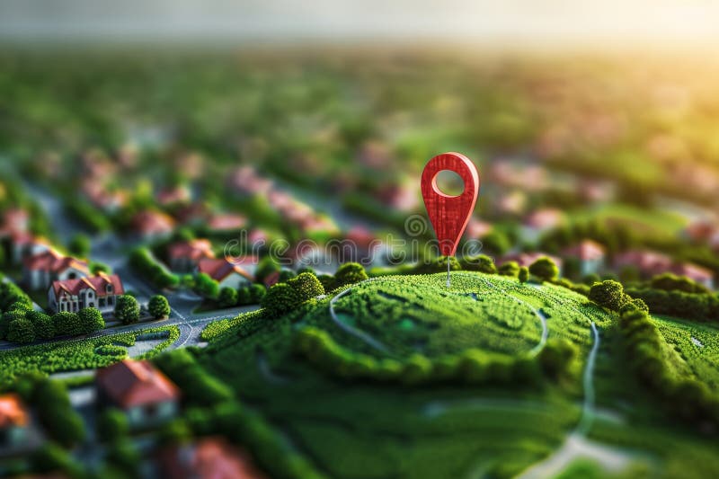 3d Location Pin on Green Land Plot for Estate Investment and ...