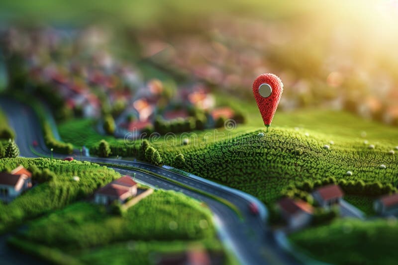 3d Location Pin on Green Land Plot for Estate Investment and ...