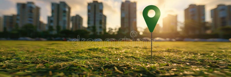 3d Location Pin on Green Land Plot for Estate Investment and ...