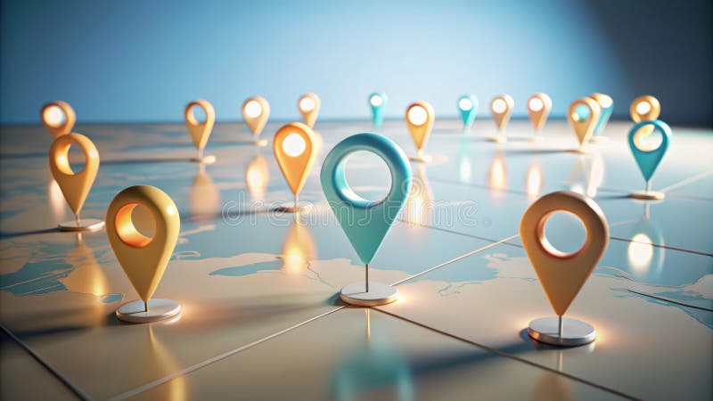 3D Location Pins on a Map Minimalist Design Rule of Thirds and Enhanced ...