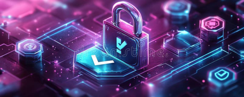 3D Lock App Icon with Checkmark and Security Theme Background Stock ...