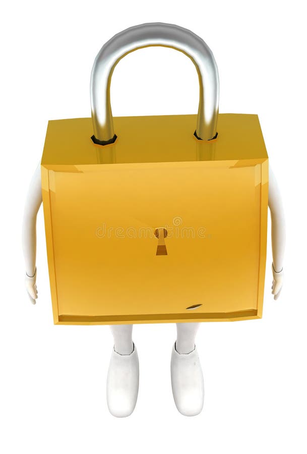 3d lock character concept stock illustration. Illustration of digitally ...