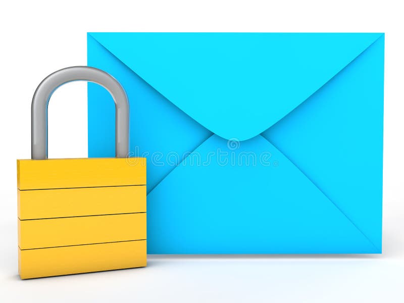 3d lock and envelope stock illustration. Illustration of padlock - 58373501