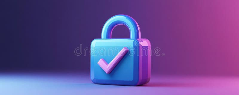 3D Lock Icon with Checkmark Symbolizing Security and Safety Stock ...