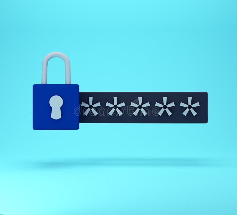 3d Lock and Password Field. Password Protected Secure Login Concept ...