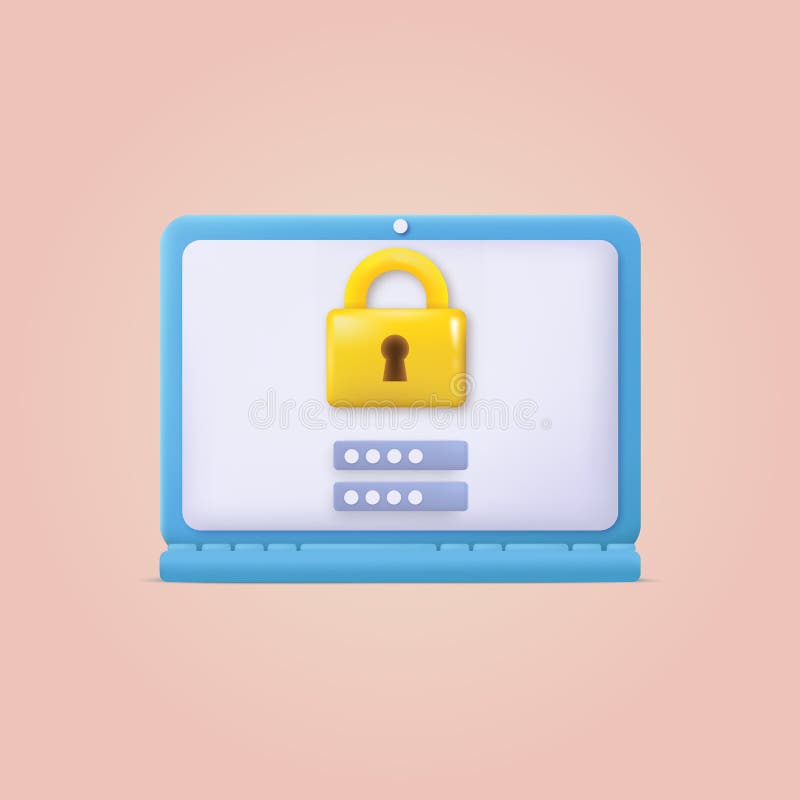 3d Locked Computer Screen with Lock. Vector Stock Vector - Illustration ...