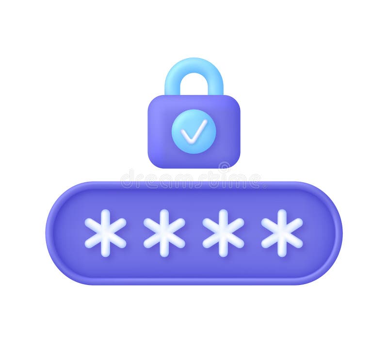 3D Locked Padlock and Password. Cyber Security To Protect Personal Data ...