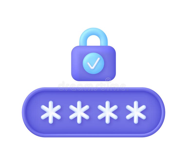 3D Locked Padlock and Password. Cyber Security To Protect Personal Data ...