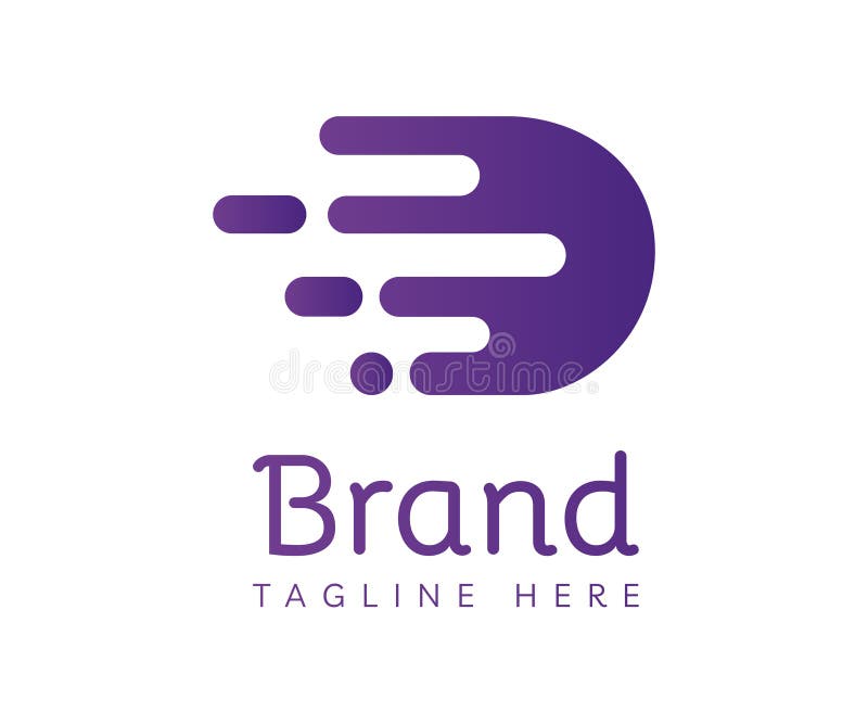 Letter D Logo Design. Purple Letter D Digital Logo Stock Vector ...