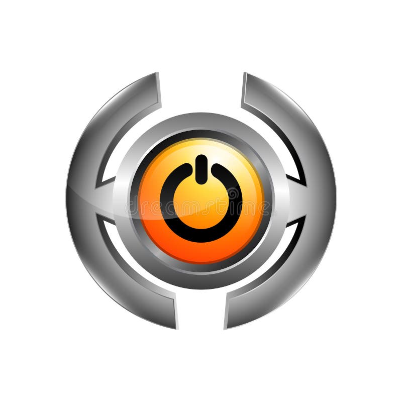 3d Logo of Chrome Power Button. Turn Off Icon Vector Isolated on Stock ...