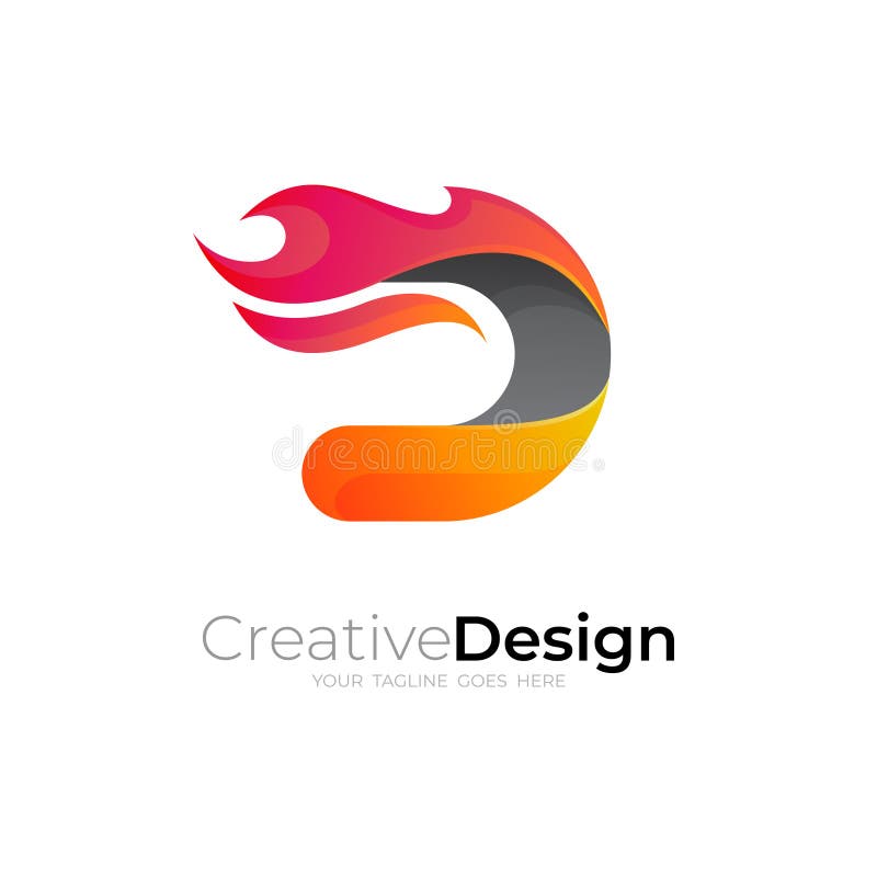 D Logo and Fire Design Template, Abstract Fire Logos Stock Vector ...