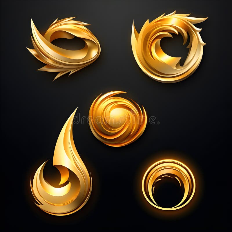 3d Logo , 3d Gold Logo Circle Design on Black Background. AI Generated ...