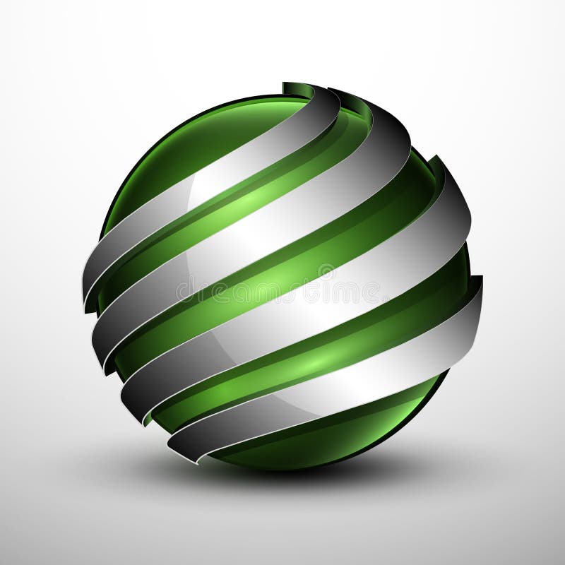 3d Logo.Green Sphere with a Metal Sections Stock Vector - Illustration ...