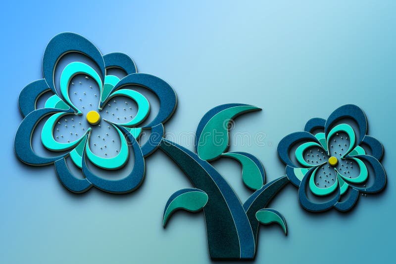 Blue Flower 3d Modern Background Concept Stock Illustration ...