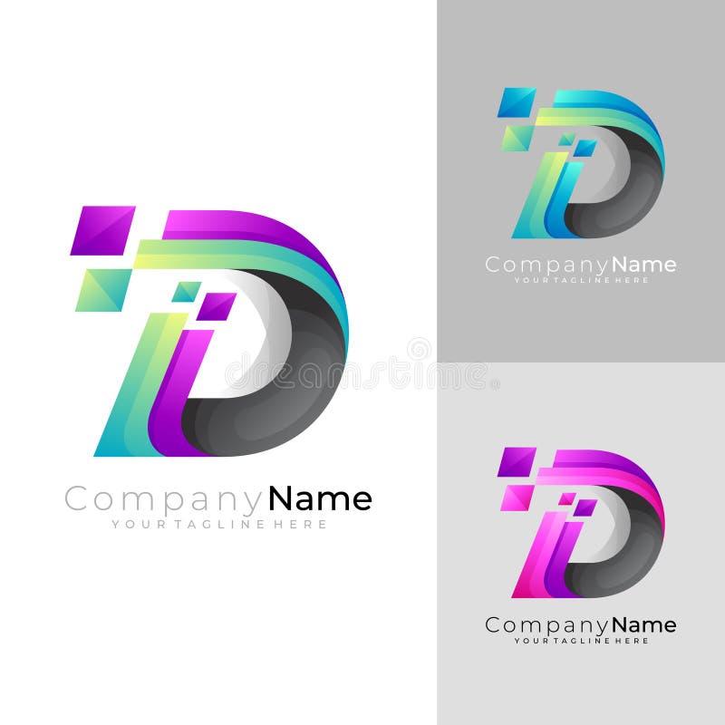 D Logo and Pixel Design Technology, Modern Logos Stock Vector ...
