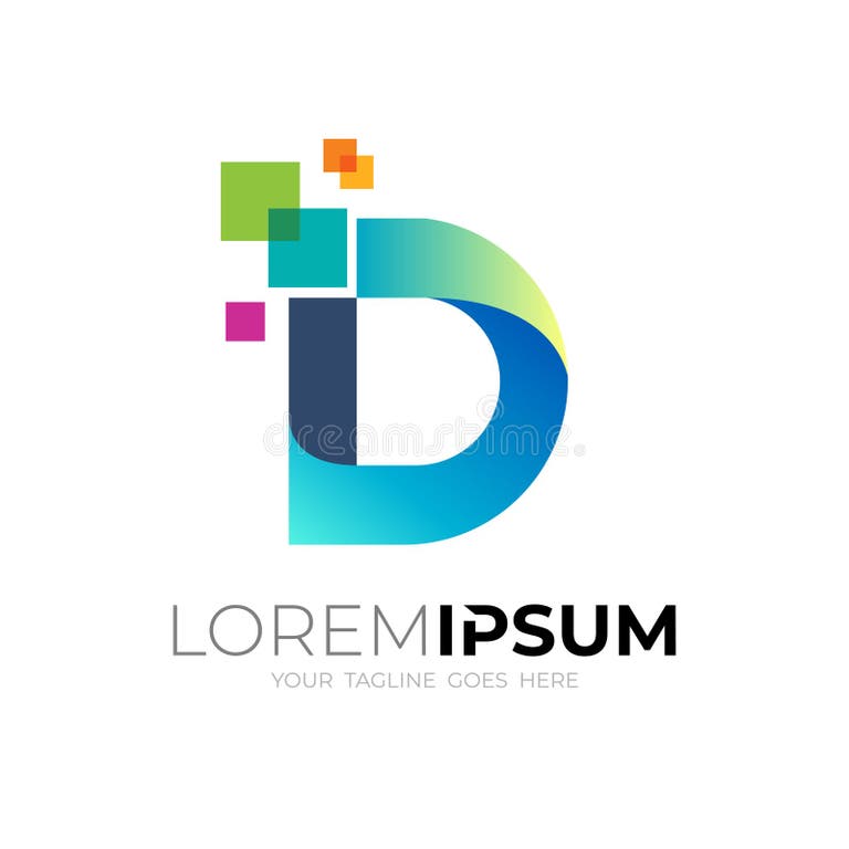 D Logo and Pixel Design Technology, Vector Image Logos Stock Vector ...