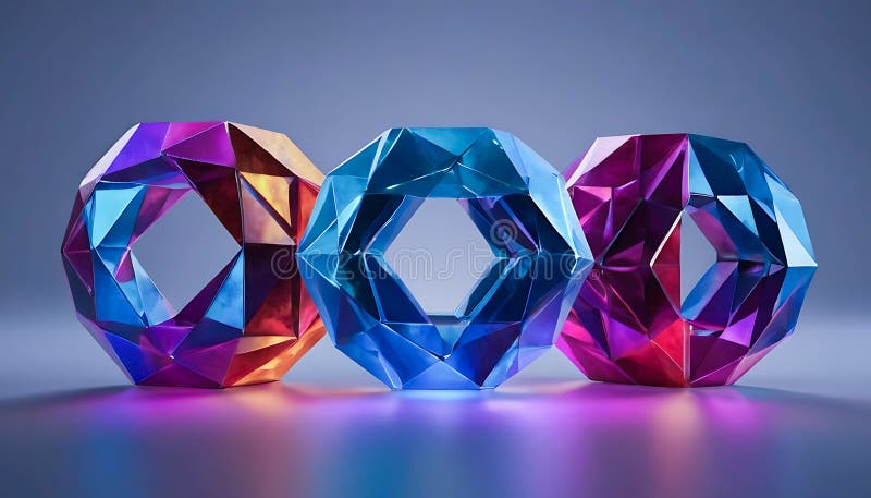 3d Logo Shapes Glowing with Bright Holographic Colors Stock ...