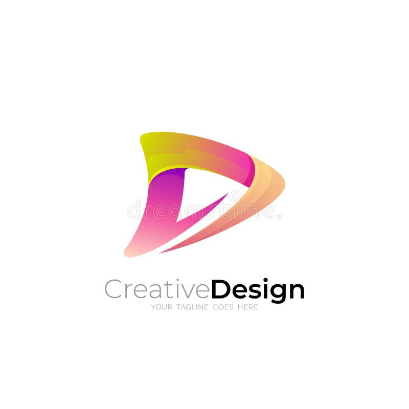 D Logo with Simple Design Company, Triangle Icons Stock Vector ...