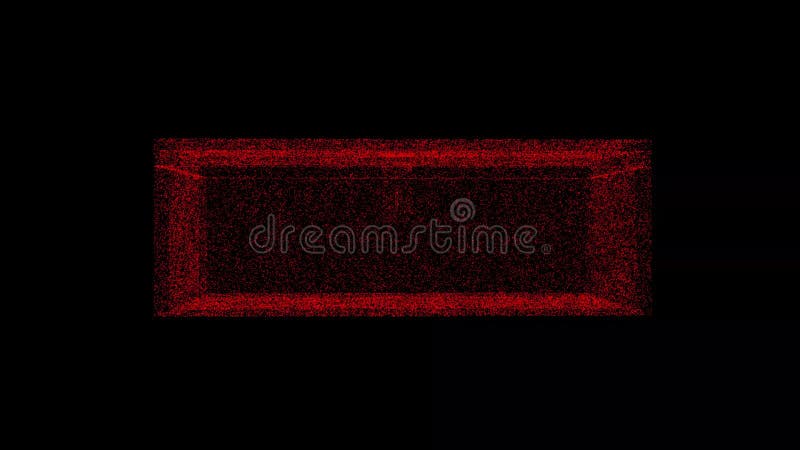 3D Long Box on Black Bg. Object Dissolved Red Flickering Particles ...