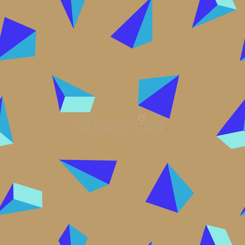 Vector Seamless Pattern of Blue Pyramids Flying in Space on Brown ...