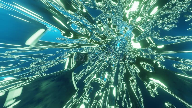 3d Loop Animation Abstract Objects Flying through in Space with Dim Blue Light Stock Footage ...