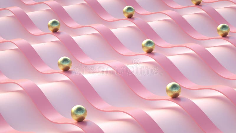 3D Loop of Golden Balls Rolling Along Wavy Pink Lines Stock Video ...