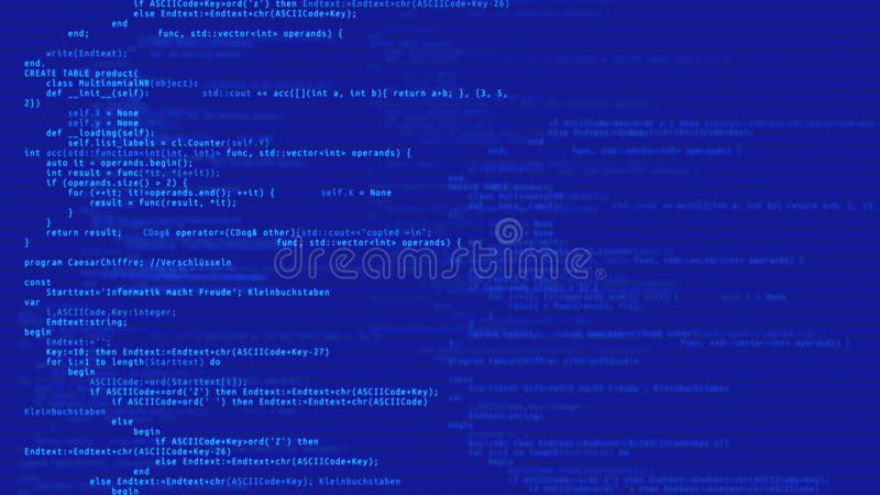 3d Hacking Code Data Flow Stream On Blue Screen Error Messages Computer Loop Animation