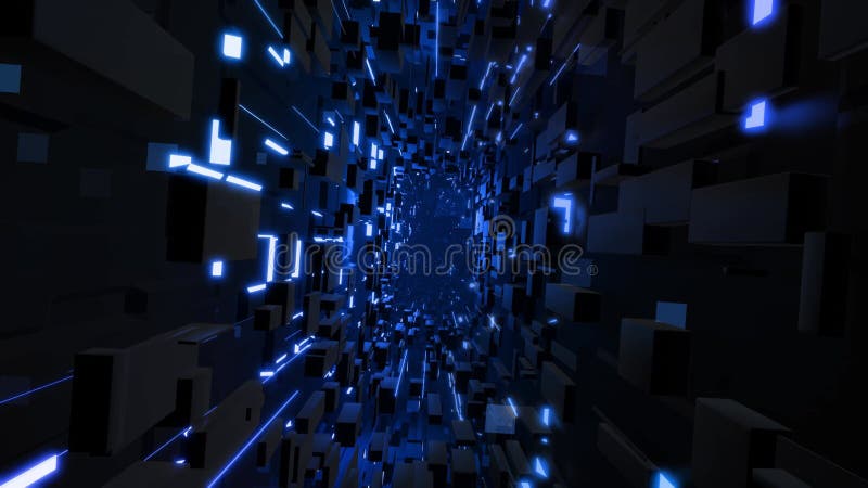 3d Looped Abstract Background with Data Blocks. Information Technology ...