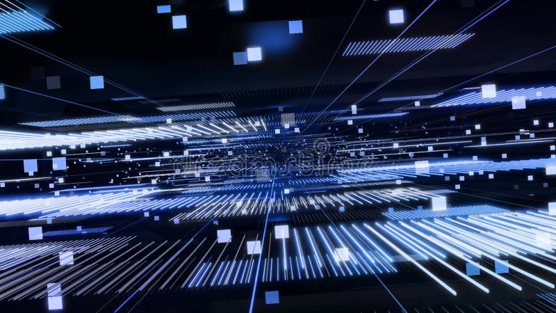 3d Looped Abstract Background with Data Blocks. Information Technology ...