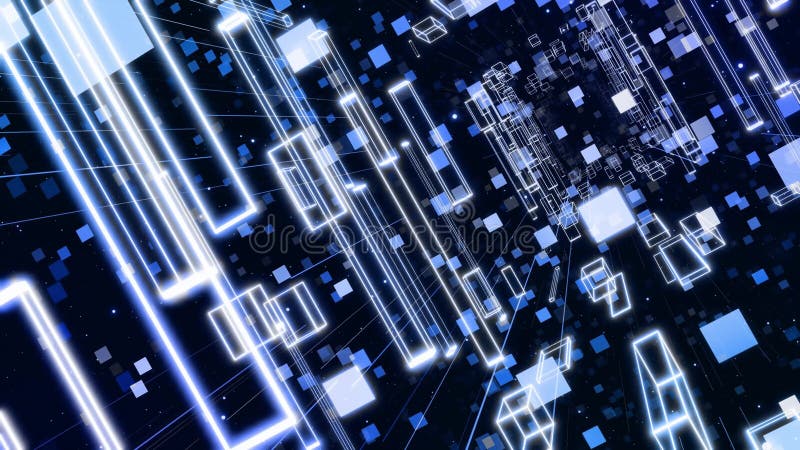 3d Looped Abstract Background with Data Blocks. Information Technology ...