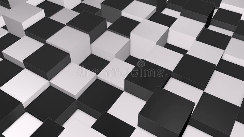 3D Looping Animation of Black and White Cubes, Abstract Geometric ...