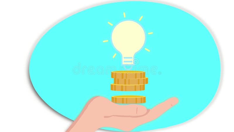 2d Looping Animation Coin and Bright Lightbulb Stock Footage - Video of ...
