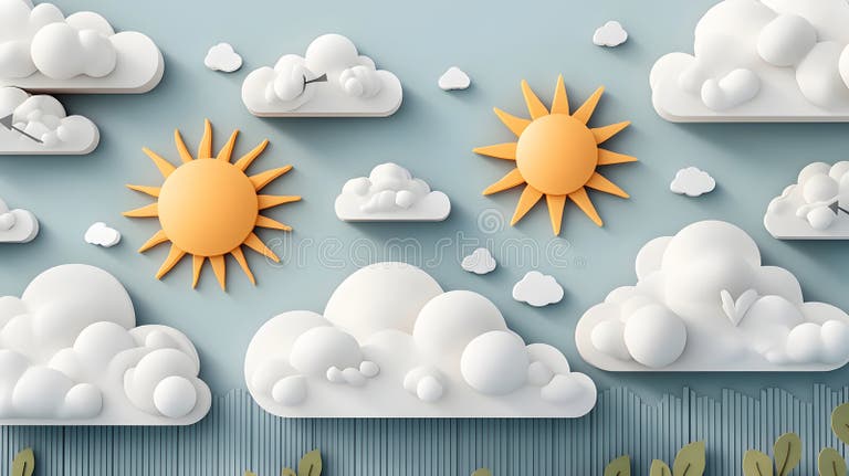 3D Looping Animation of Weather Elements Including Clouds and Sun ...