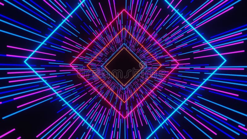 3d Looping Background of Colorful Neon Infinity Square Tunnel ...