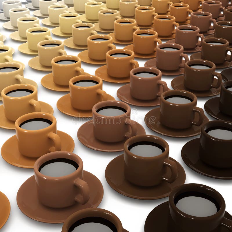 3d Lots of coffee cups stock illustration. Illustration of latte - 45007044